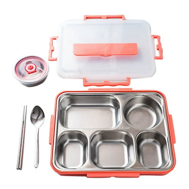 5 Compartments Lunch Box Stainless Steel Leak-Proof Large Bento Boxes ...