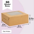 50 Pack Premium Kraft Baking Boxes, 6x6 Bakery Box with Clear Window ...