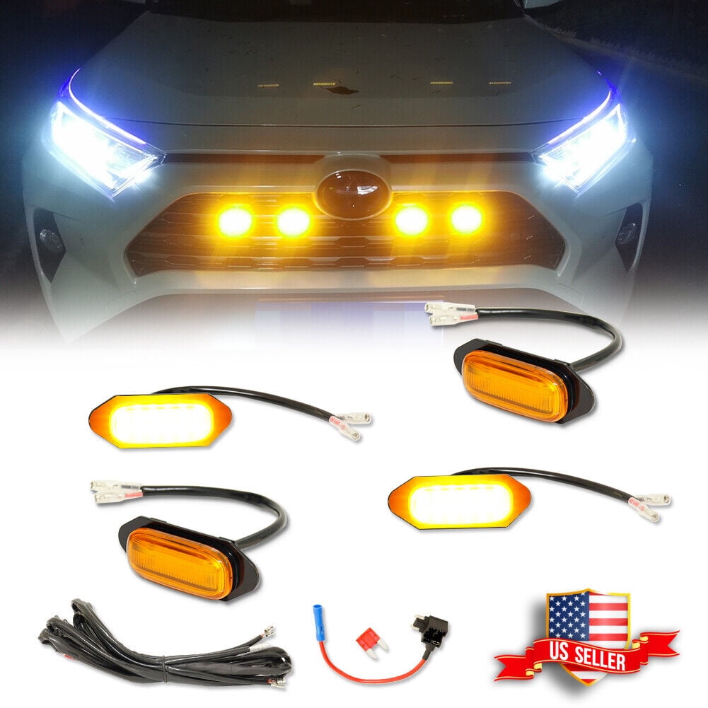4PCS Raptor Style Amber LED Lamp Front Grill Light Kit For Toyota RAV4 ...
