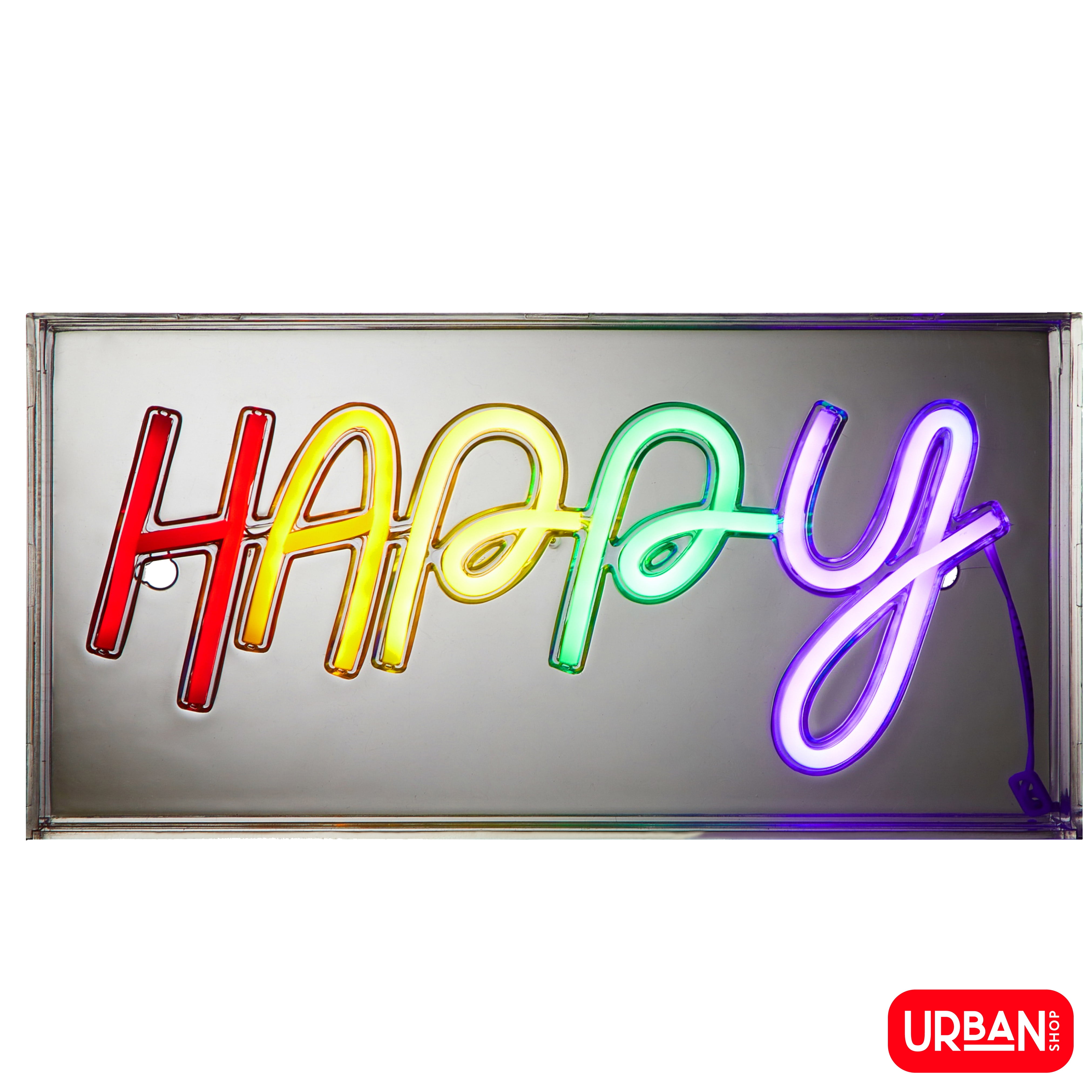 Buy Urban Shop LED Neon Happy Light-up Clear Acrylic Box, Rainbow ...