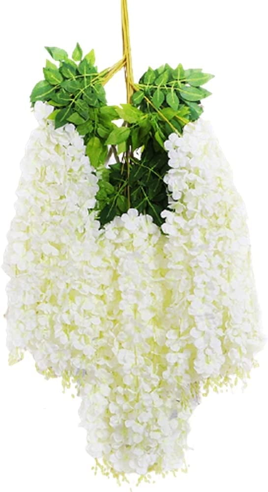 HAOSHICS 12Pcs Artificial Wisteria Hanging Flowers Fake Wisteria Vine ...