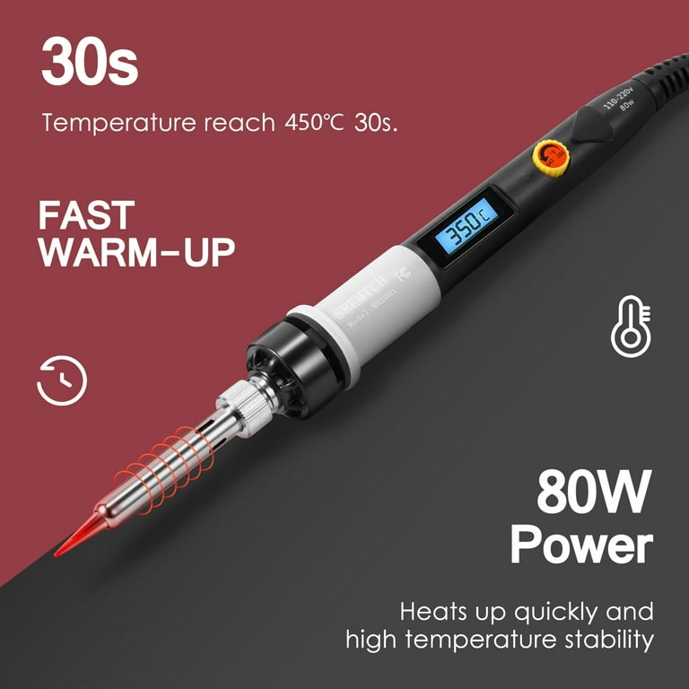 SREMTCH Soldering Iron Kit Electronics,80W Digital LCD Display Welding Iron