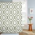 Bathroom Shower Curtain Sage Green Medieval Geometric Waterproof Shower ...