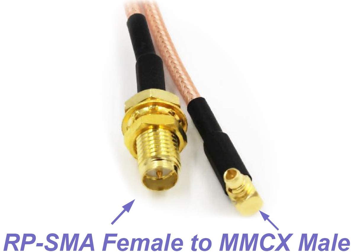 Pack of 2 RF RG316 Pigtail RP-SMA Female Antenna Connector to MMCX Male Low Loss Coaxial Cable ...