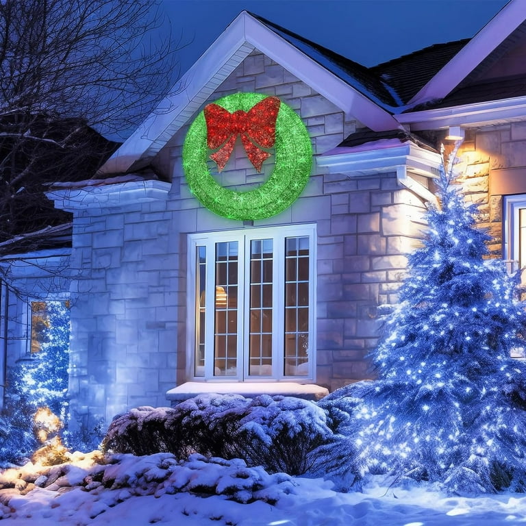 Outdoor christmas wreaths with lights store
