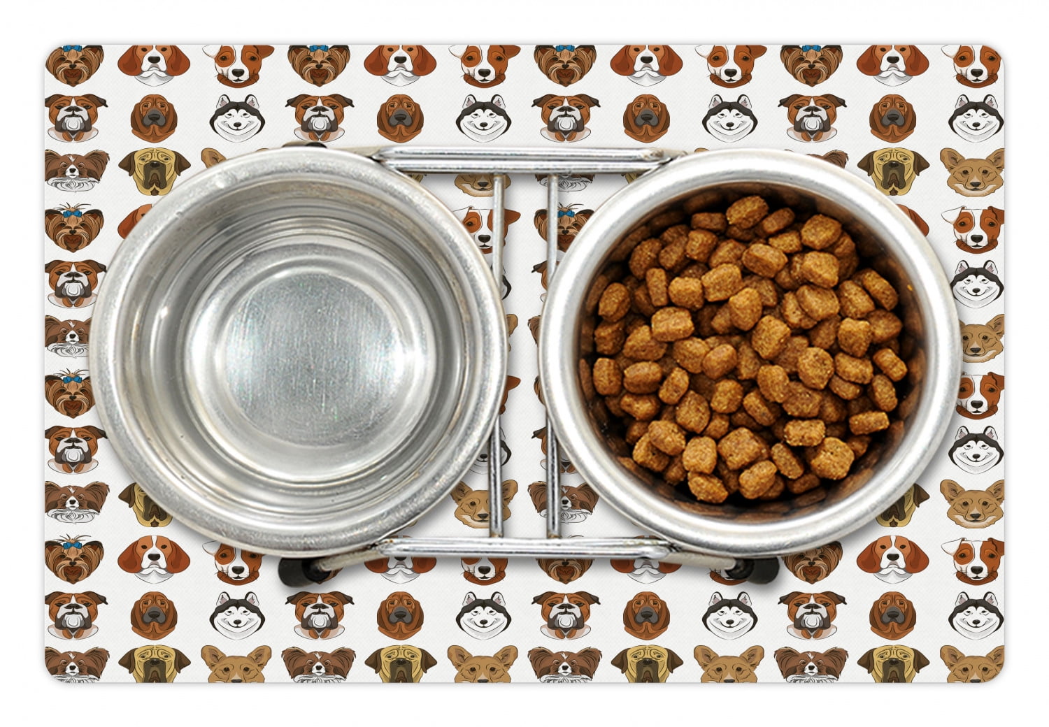 Dogs Pet Mat for Food and Water, Portraits of Dogs with Comical ...
