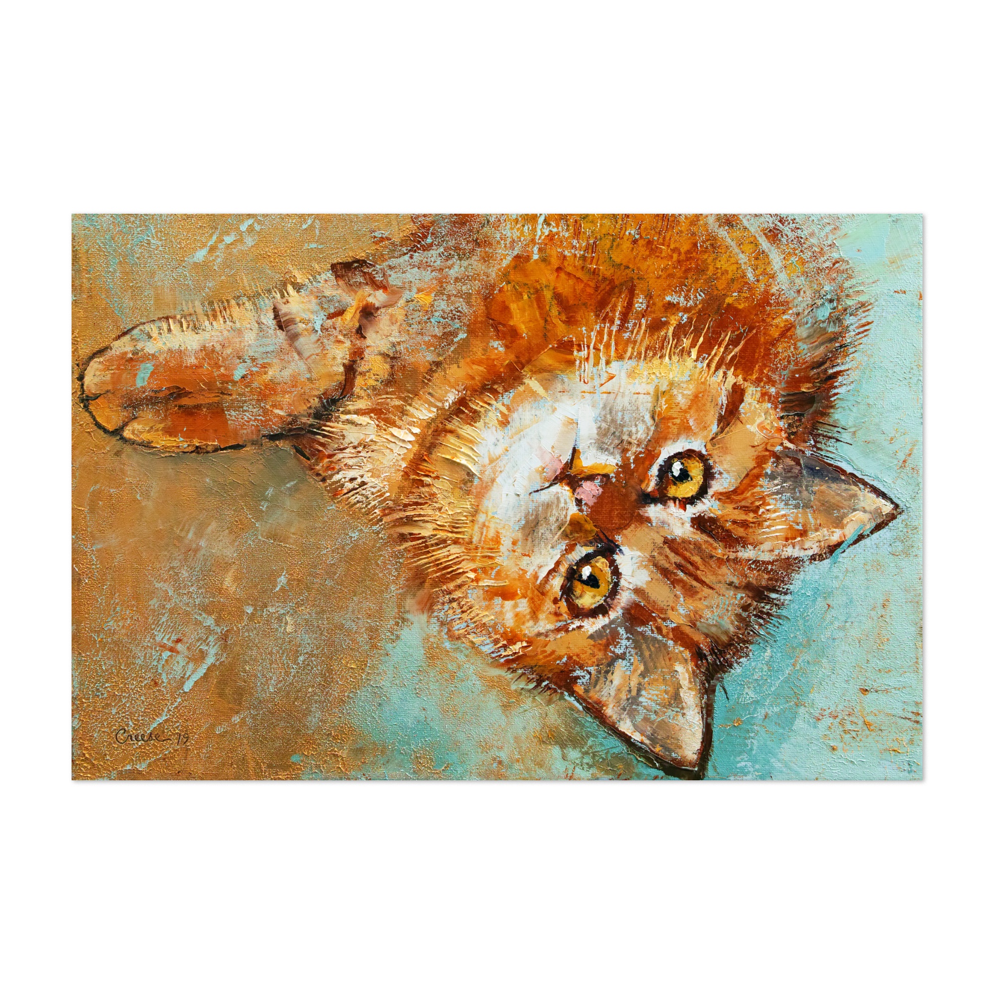 Painting Art & Collectibles Miniature Cat Painting Whimsical Colourful ...