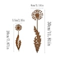 3Pcs Rusted Dandelion Metal Garden Stakes Silhouette Ornaments Vintage ...