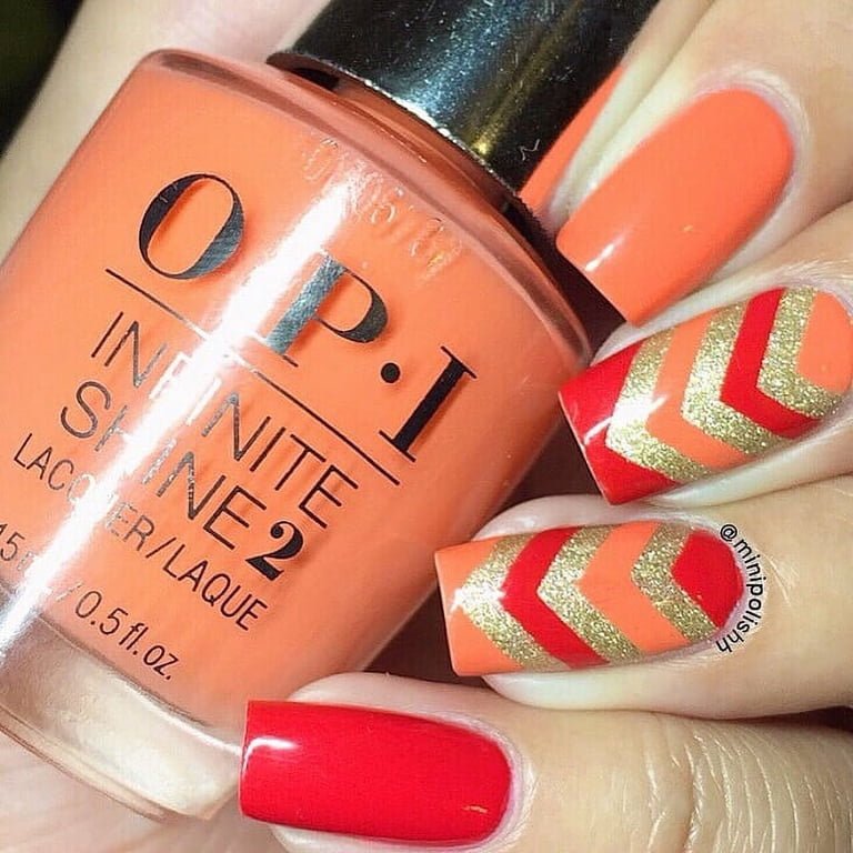 Red Chevron Nail Design