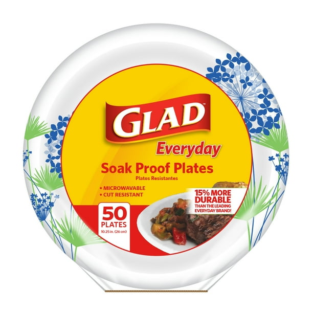 Glad Paper Plates, 10.25", Blue Hydrangea, 50 Ct - Walmart.com