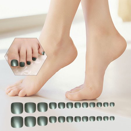24 Pcs 12 Sizes Short Full Cover Fake Toe Nails Candy Colorful Press-on ...