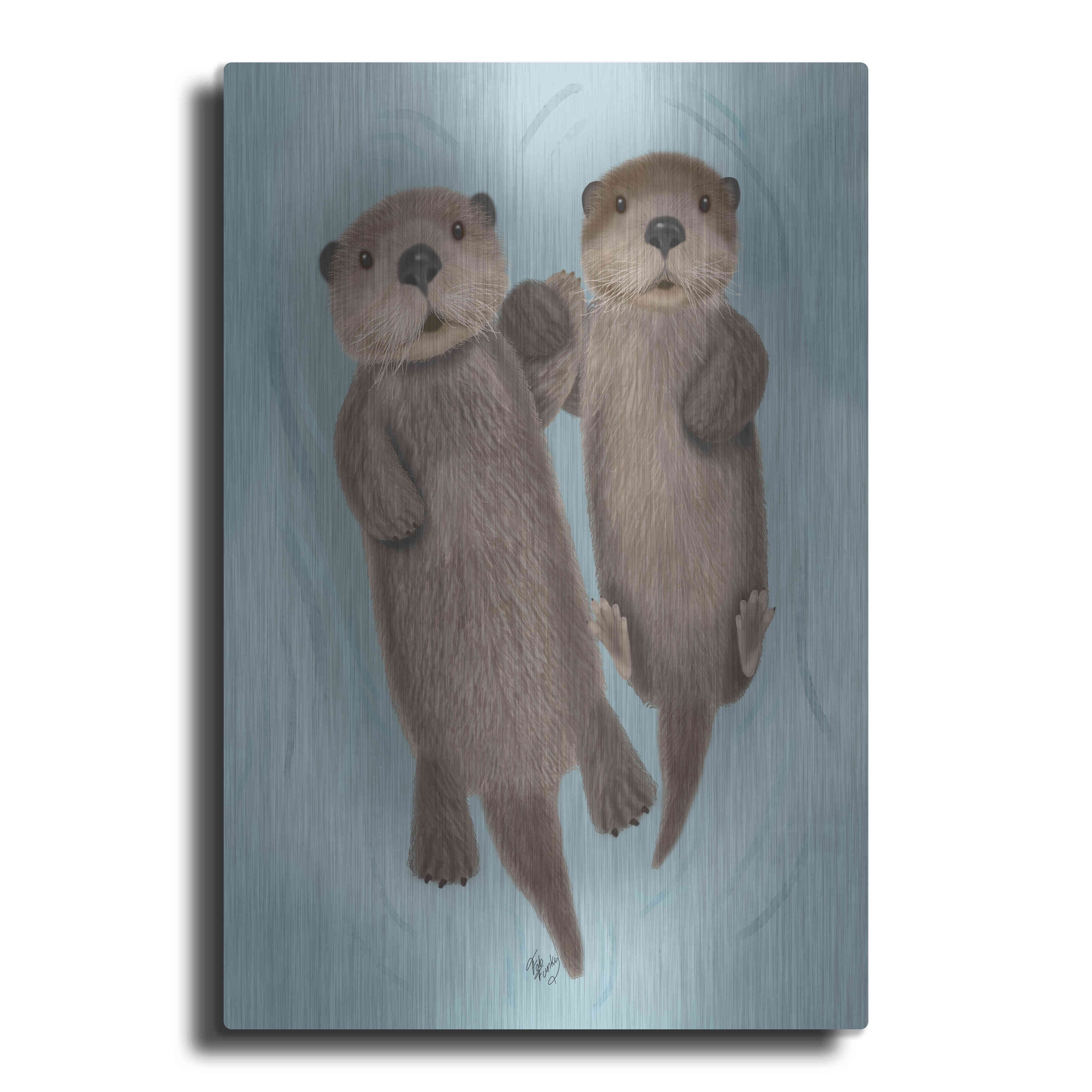 Luxe Metal Art 'Otters Holding Hands' by Fab Funky Metal Wall Art, 16 ...