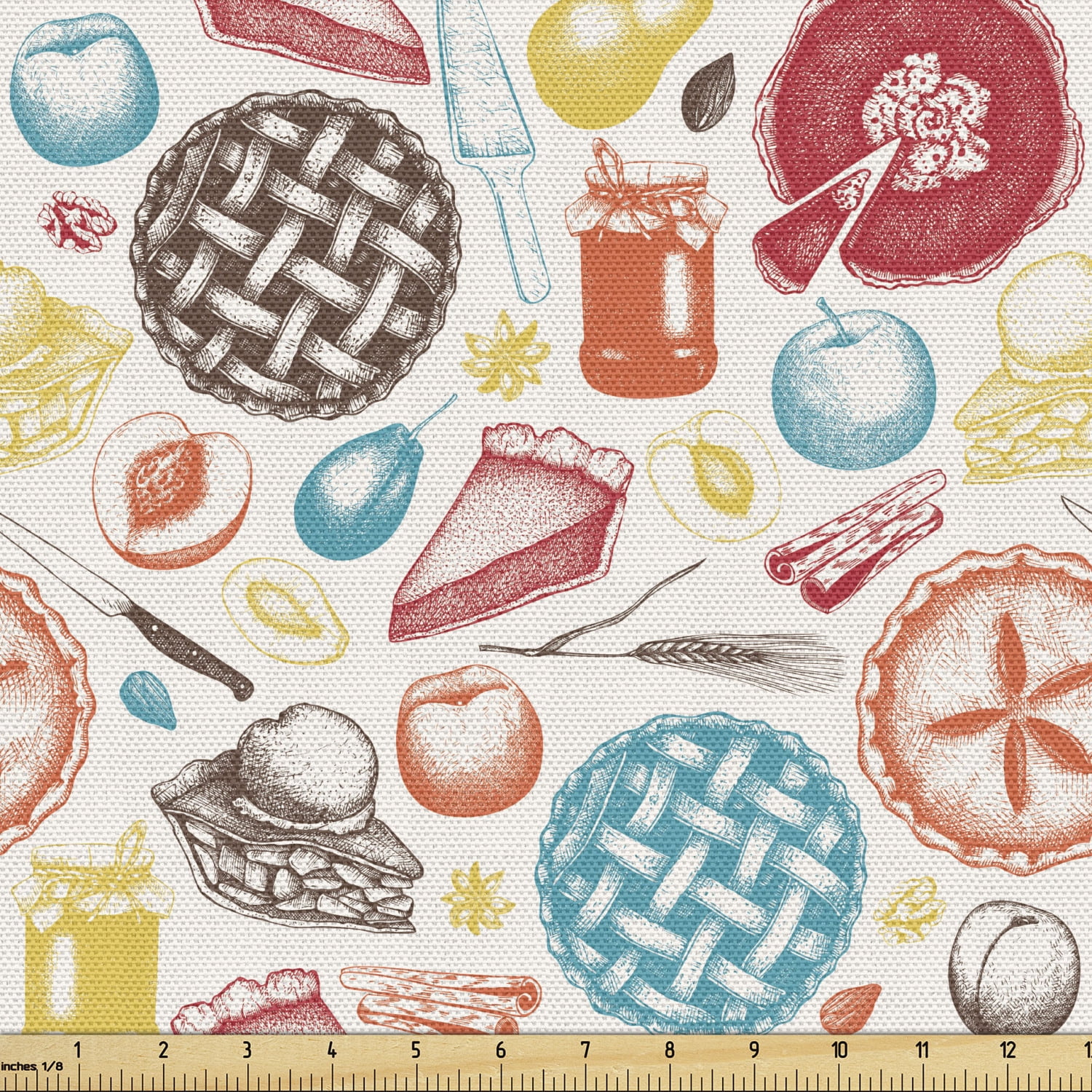 Cooking Upholstery Fabric by the Yard, Colorful Baking Objects and ...