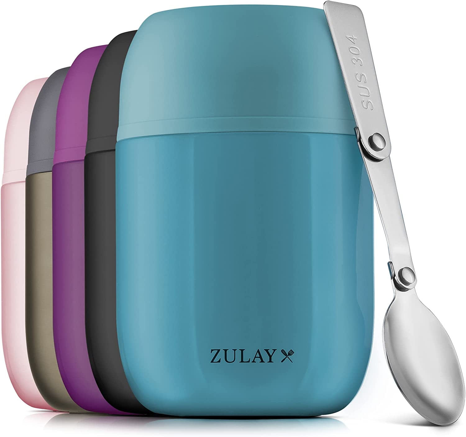 Zulay Kitchen 16oz Vacuum Insulated Food Jar Stainless Steel with ...