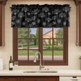 Dandelion 2 Panels Kitchen Valance, Spring White Dandelion Floral Black ...