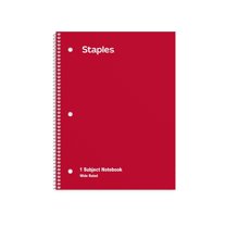 Staples 1-Subject Notebooks 8" x 10.5" Wide Ruled 70 Sheets Assorted ...