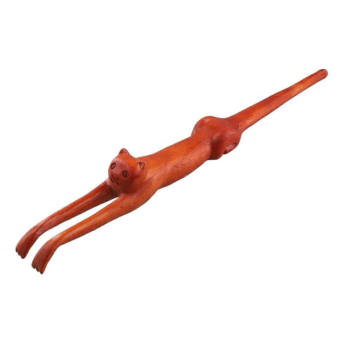 Cat Shaped Back Scratcher Wooden Back Anti- Stick Long Handle Massager ...
