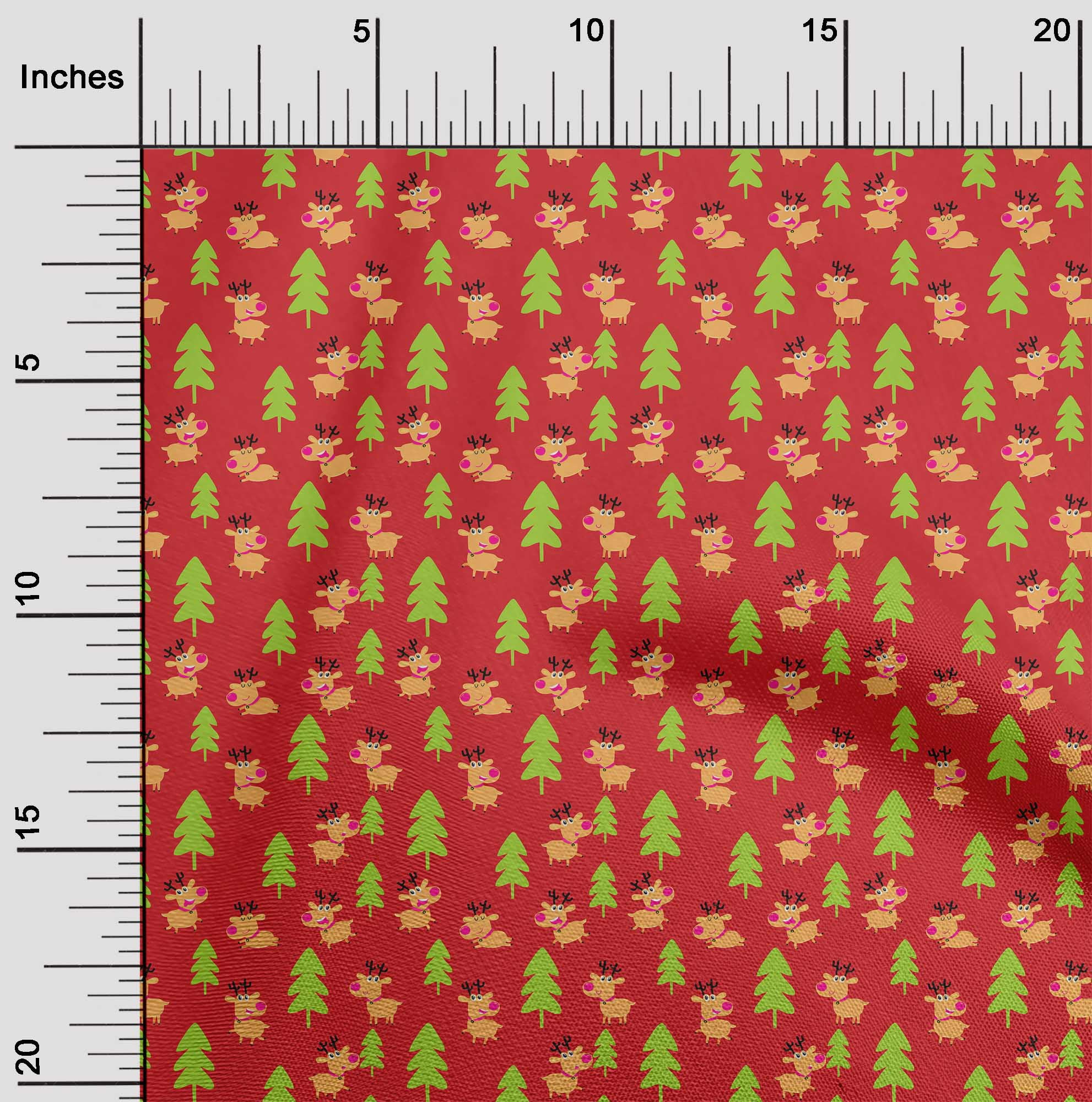 oneOone Cotton Cambric Red Fabric Merry Christmas Sewing Material Print ...