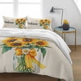 4 Piece Duvet Cover Set Twin, Summer Sunflower Daisy Butterfly Soft ...