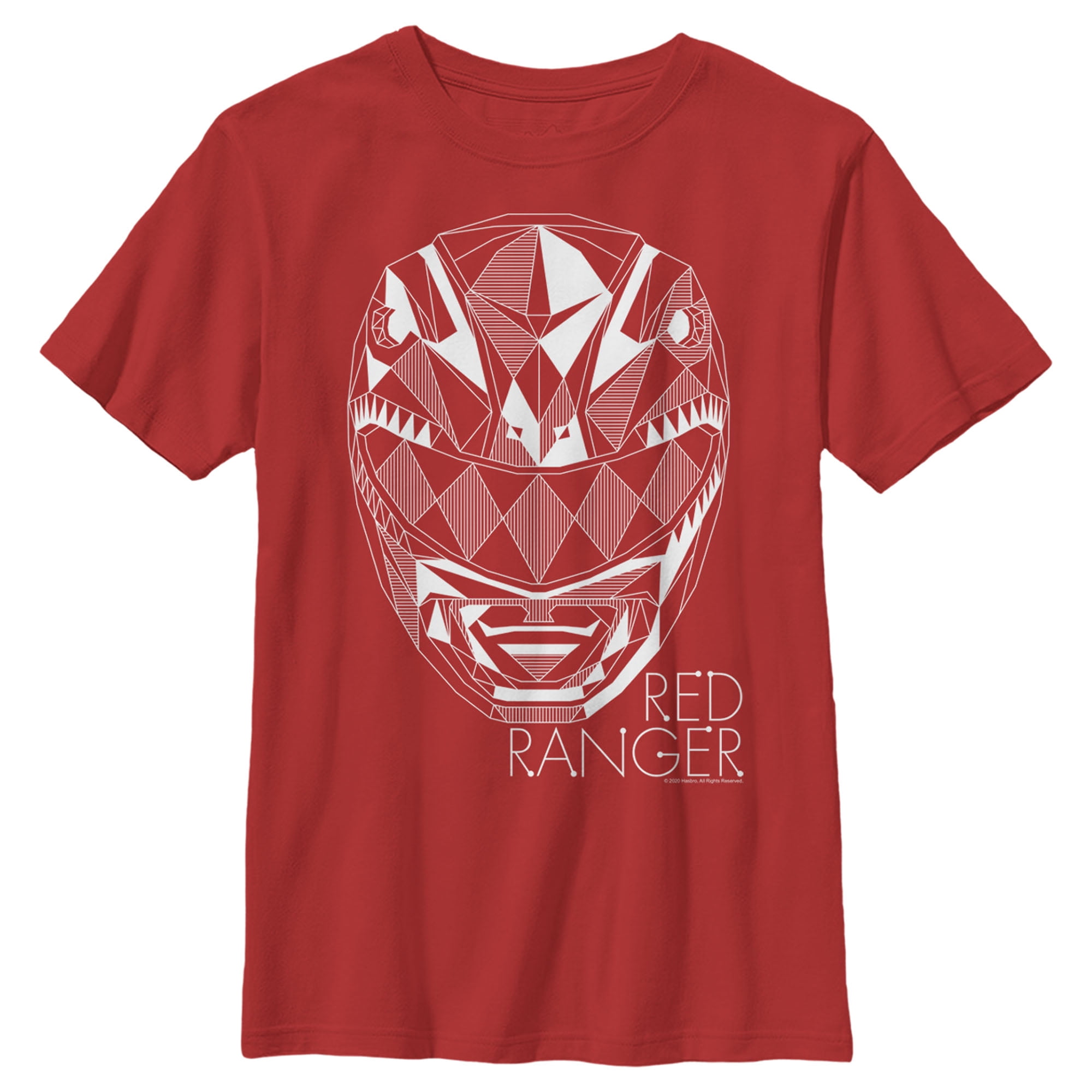 Boy's Power Rangers Geometric Ranger Helmet Graphic Tee Red Large ...