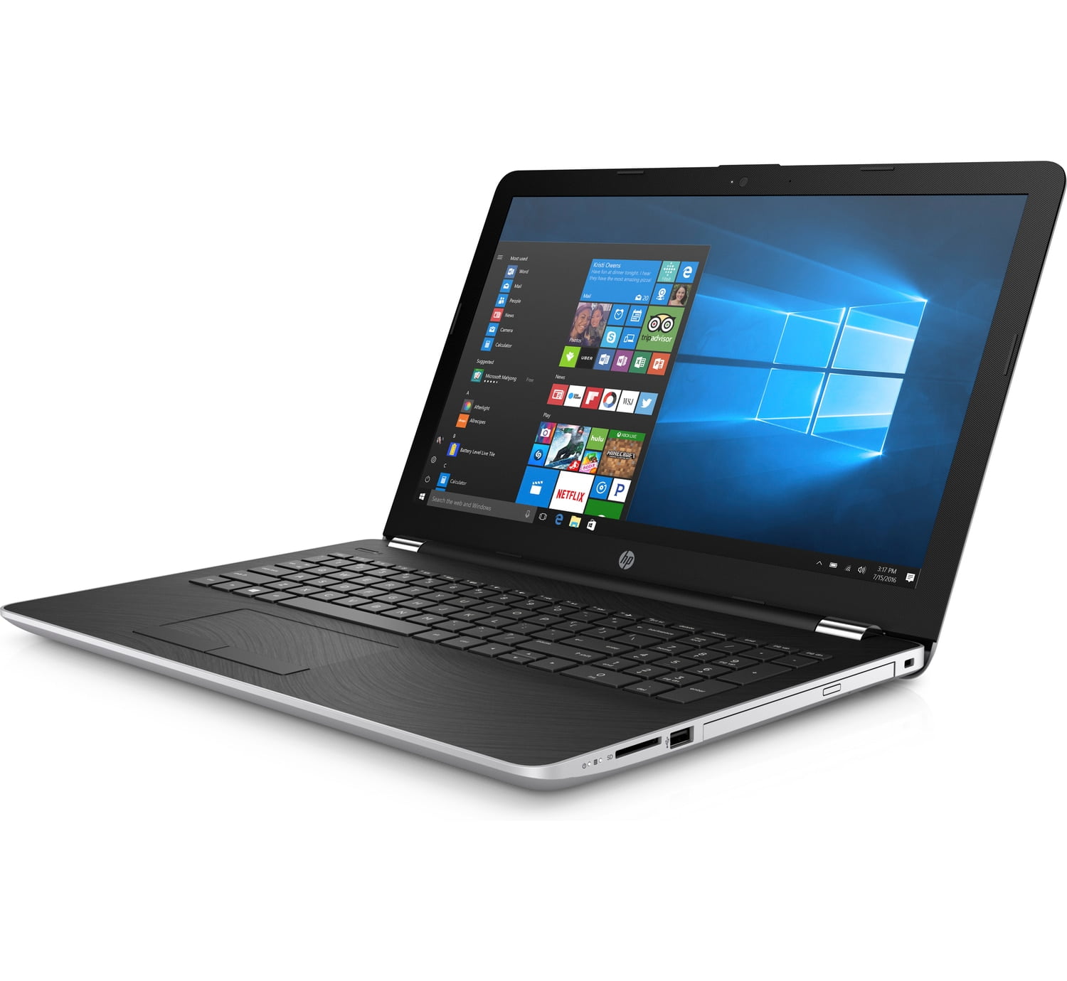 HP 15.6" Laptop, Intel Pentium N3710, 8GB RAM, DVD Writer, Windows 10 ...