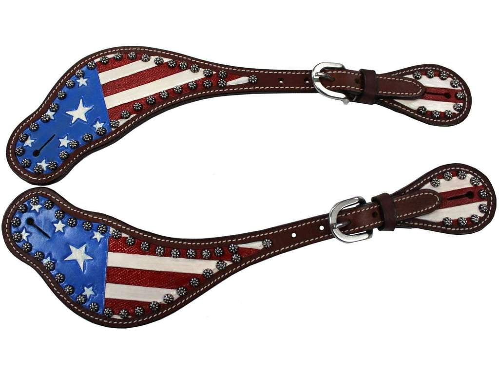 Tahoe Tack Patriotic American Flag Leather Western Spur Straps- Men's ...