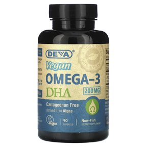 Deva Nutrition Vegan Omega-3 DHA Softgels 90 Count Algae-Based ...