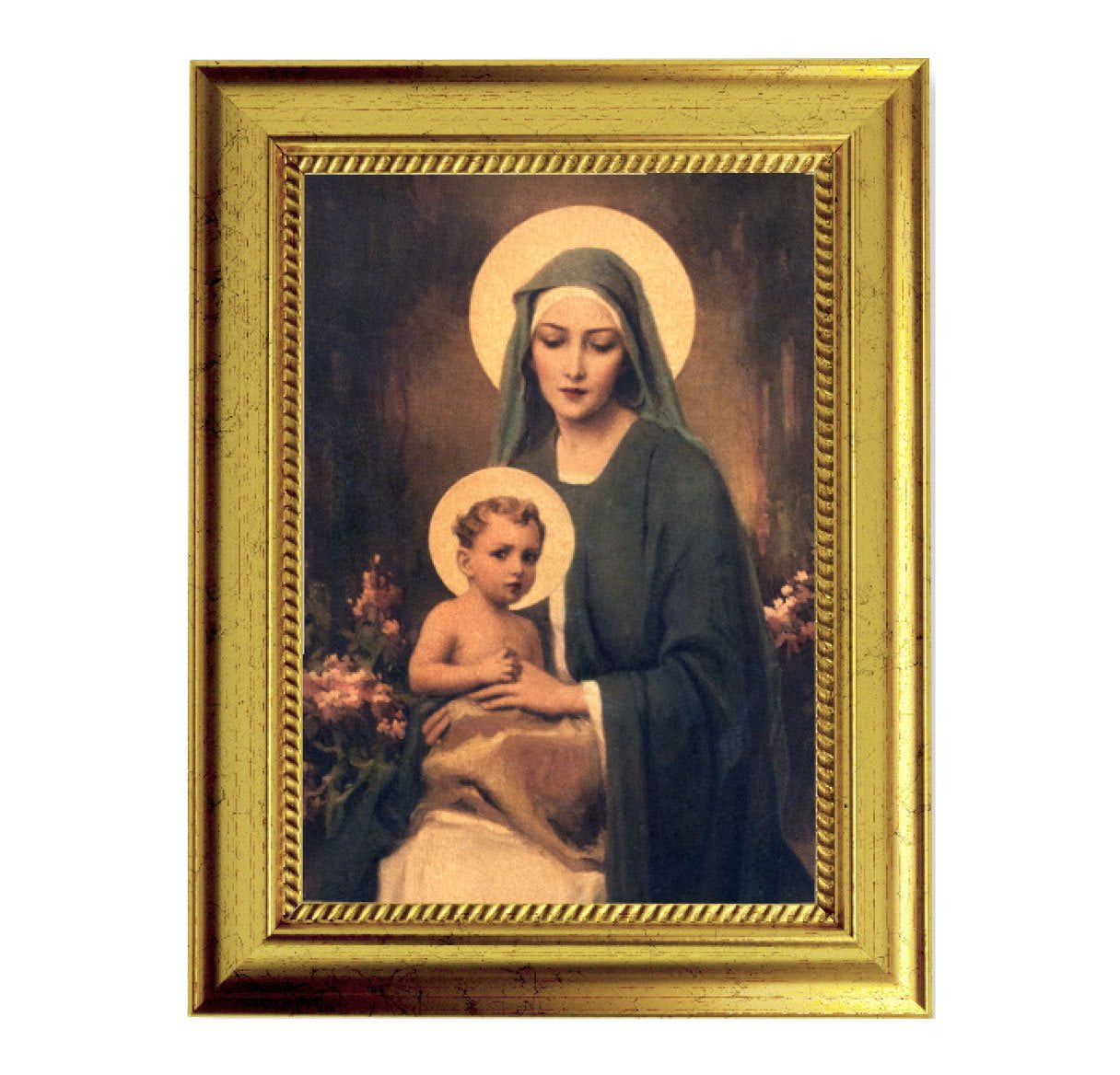 Mary and Child Picture Framed Wall Art Decor Small, Antique Gold-Leaf ...