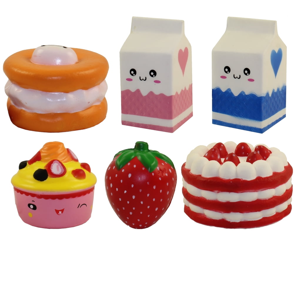 JA-RU Inc. Toys - Squeesh Yum Treats - SET OF 6 (Strawberry, Cupcake ...