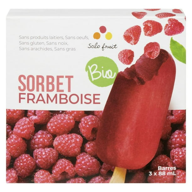 Solo Fruit Raspberry Organic Sorbet Bar, Volume 264ml- 3x88ml - Walmart.ca