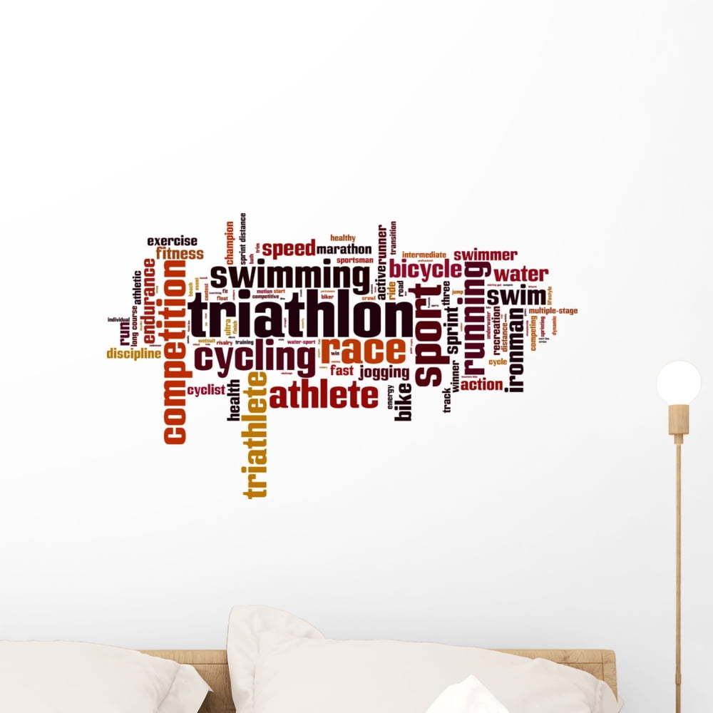 Triathlon Word Cloud Concept Wall Mural Decal Sticker, Wallmonkeys Peel ...