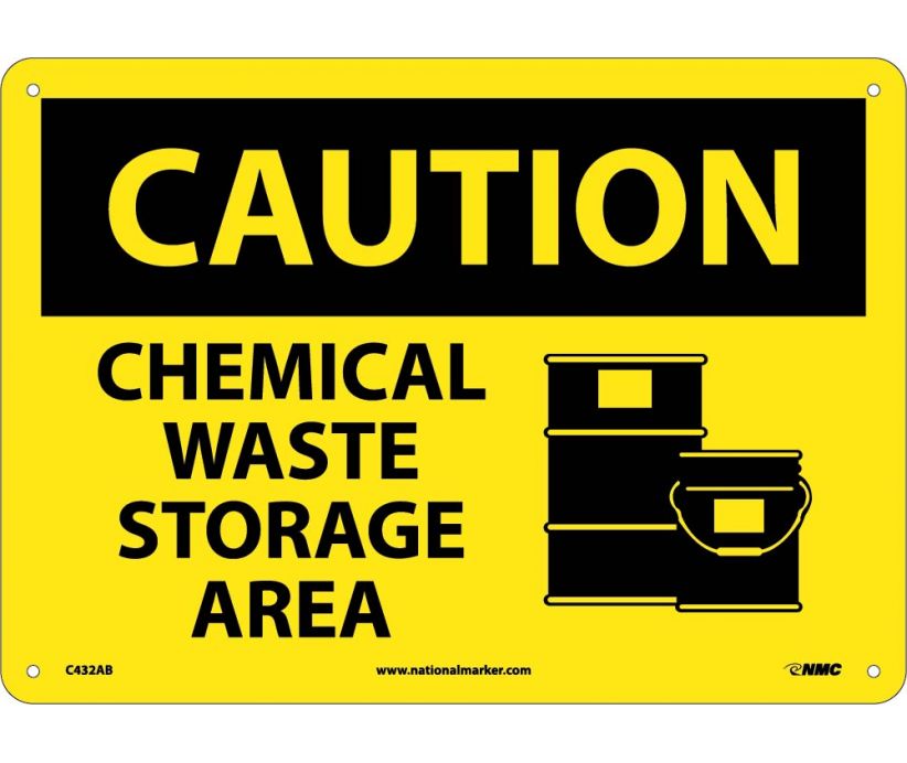 NMC Signs C432Ab, Caution Chemical Waste Storage Area Sign, 10 X 14 ...