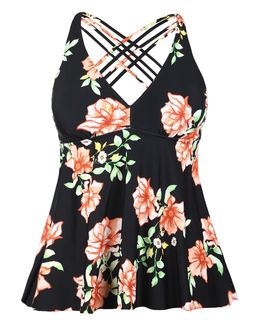 Firpearl Women's Tankini Swimsuits Cross Back Flowy Swim Tops Modest ...