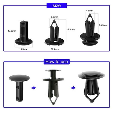 AOZBZ Car Rivets 100PCS Car 8mm Hole Plastic Rivets Fastener Push Clip ...