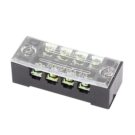 600V 15A 4P Dual Row Electric Barrier Terminal Block Wire Connector Bar ...