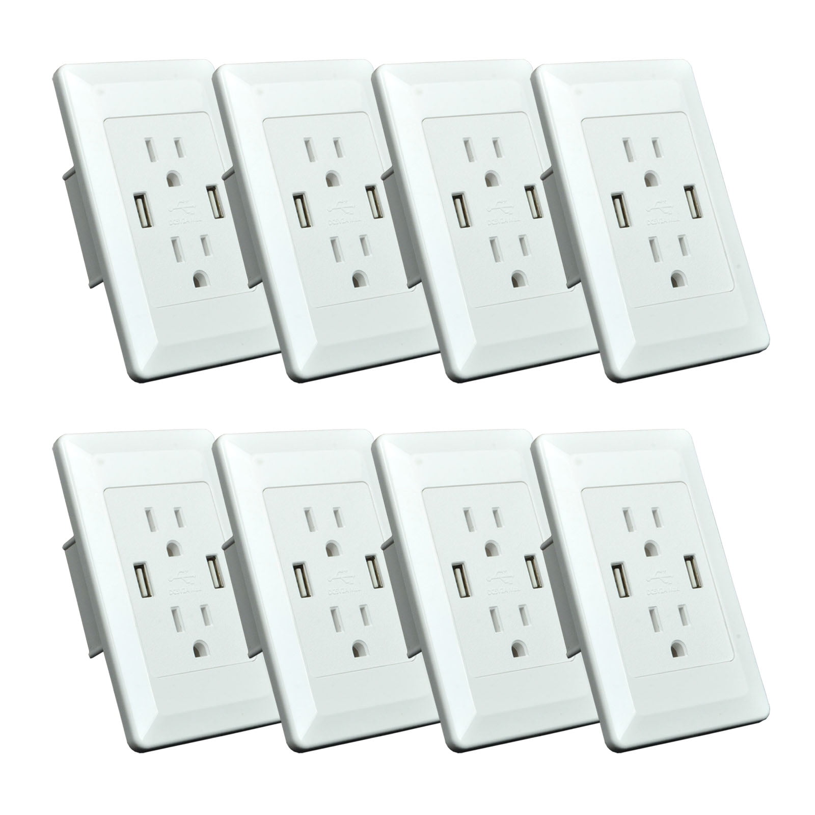Buy GREENCYCLE 8PK 2A 5V Dual USB Port Electric Wall Charger AC Power ...
