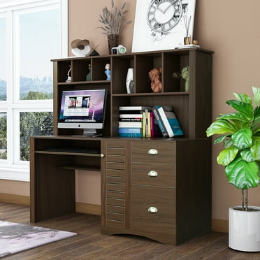 Sauder Palladia Computer Desk with Hutch, Vintage Oak Finish - Walmart.com