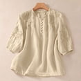 Brnmxoke Linen Tops Women Dressy Causal Retro Embroidered Button Down ...