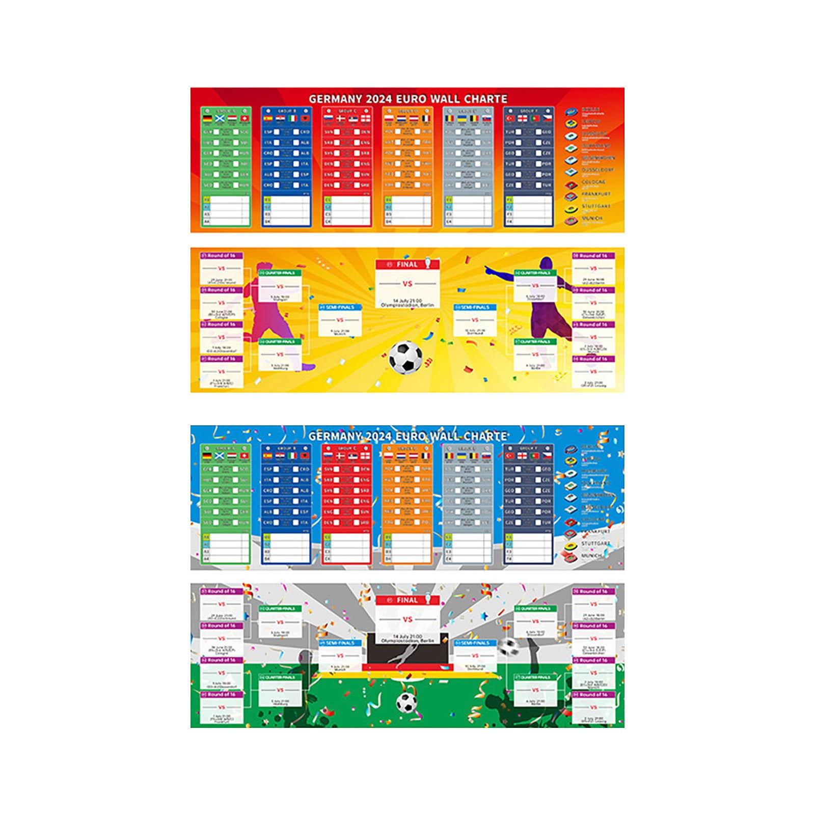 Póster de fútbol con calendario de la Copa Europea de Alemania, pintura ...