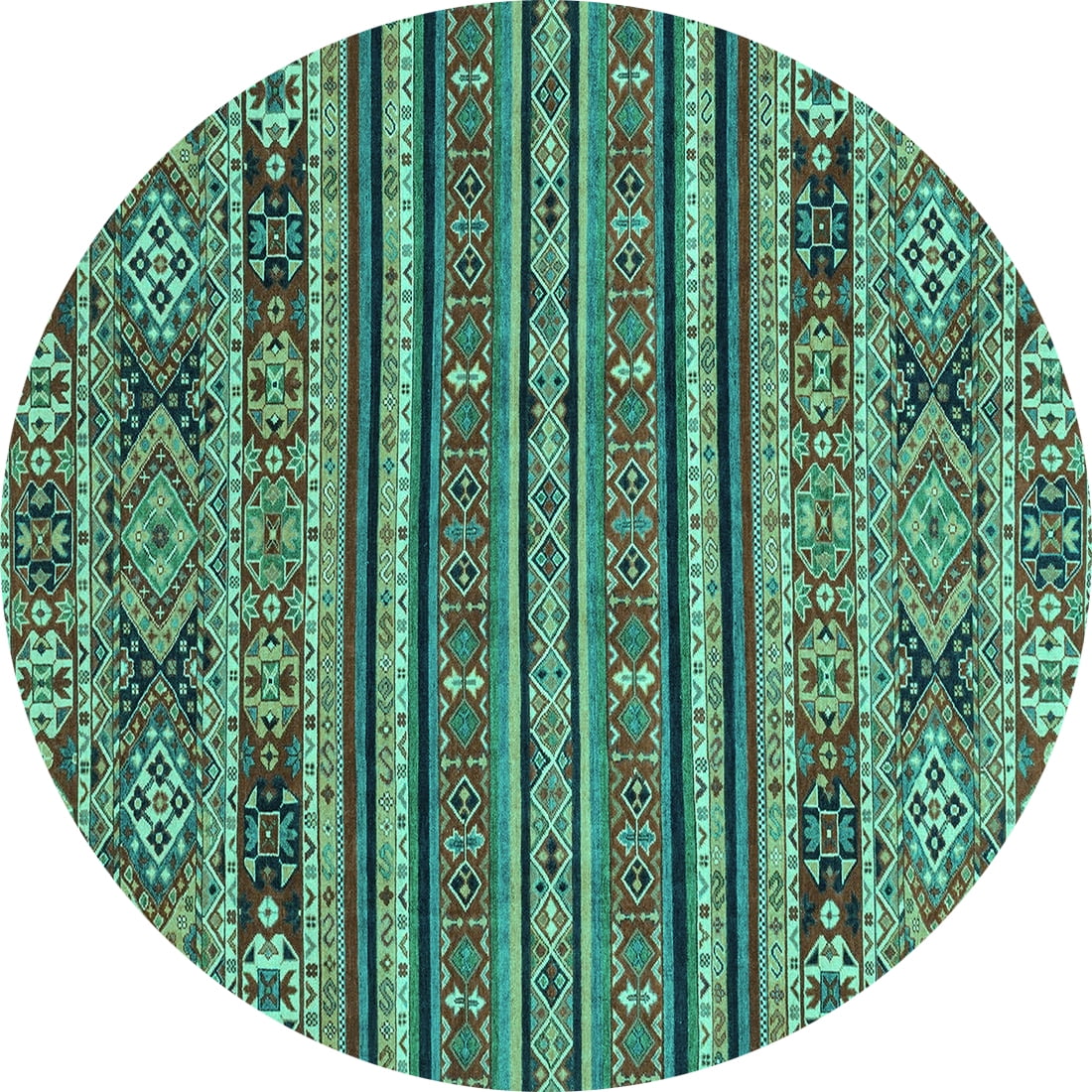 Ahgly Company Indoor Round Abstract Turquoise Blue Modern Area Rugs, 3 ...