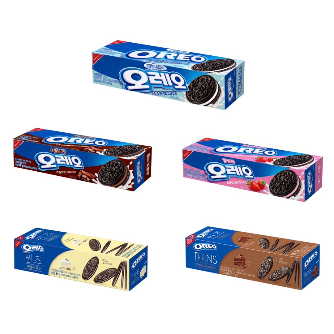 Korean Oreo Cookies Variety Pack - Chocolate Cream, Strawberry Cream ...