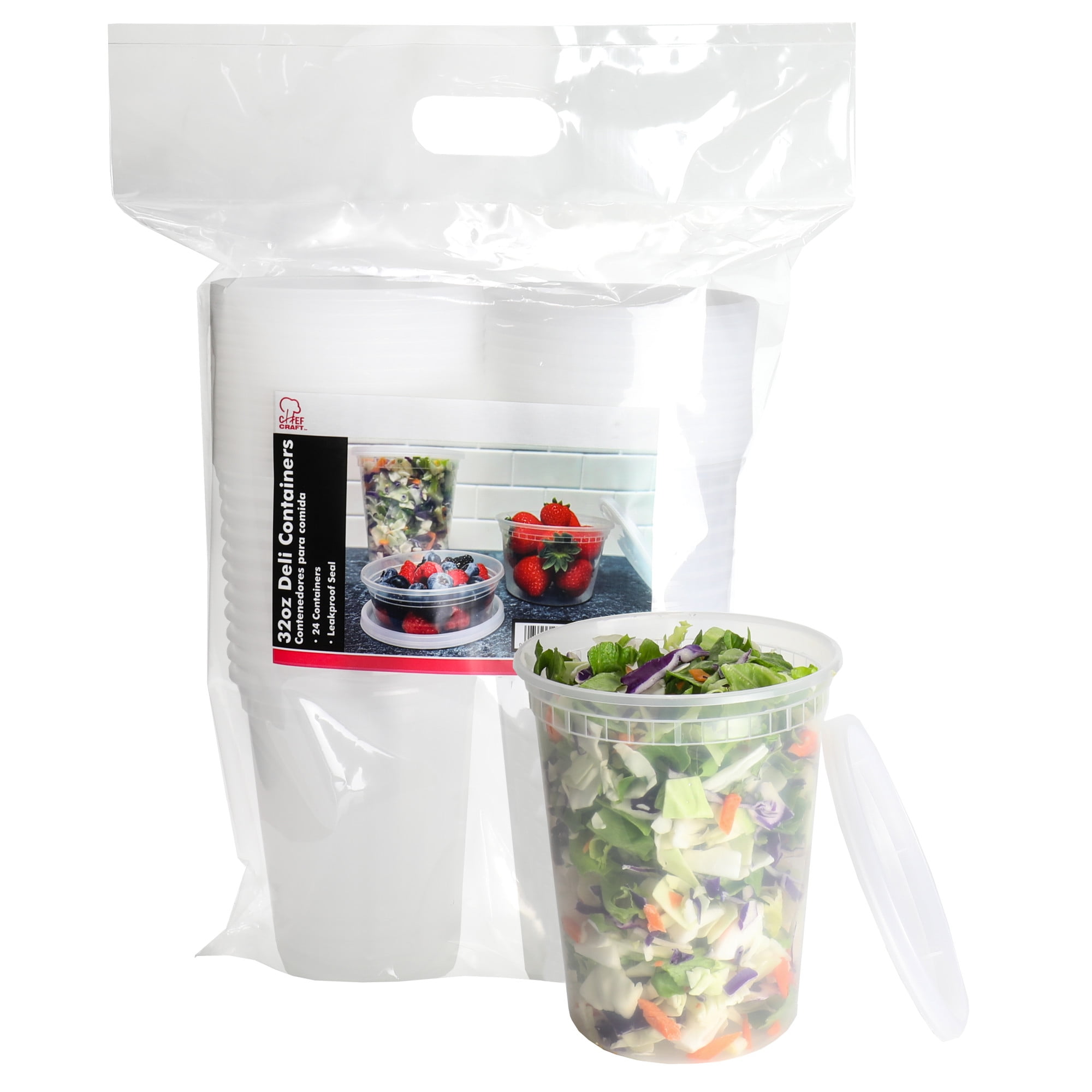 Chef Craft Select Leak-Free Lids Food Storage Deli Container, 32 Ounce ...