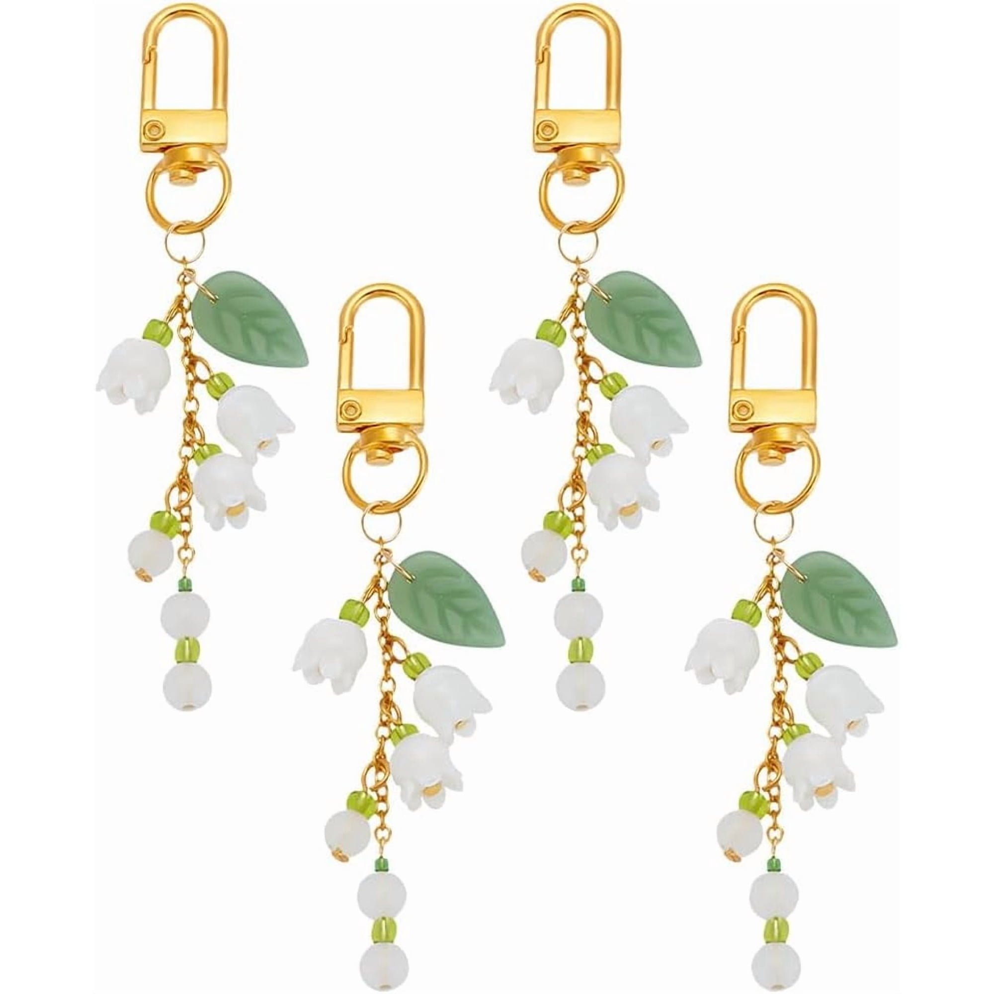 Click here for Nobrand 4pcs Lily Of The Valley Keychains Glass Ch... prices
