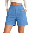 AGKIZG Shorts for Women Solid Color Shorts with Decorative Button ...