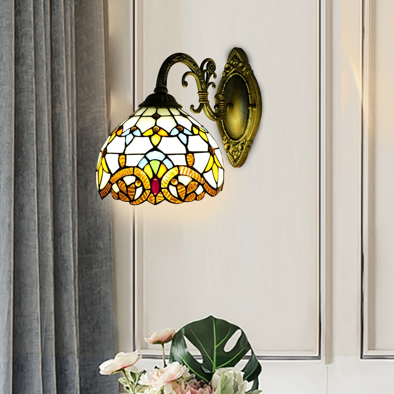 Tiffany Style Wall Sconce Stained Glass Light Art Decor Fixture Wall ...