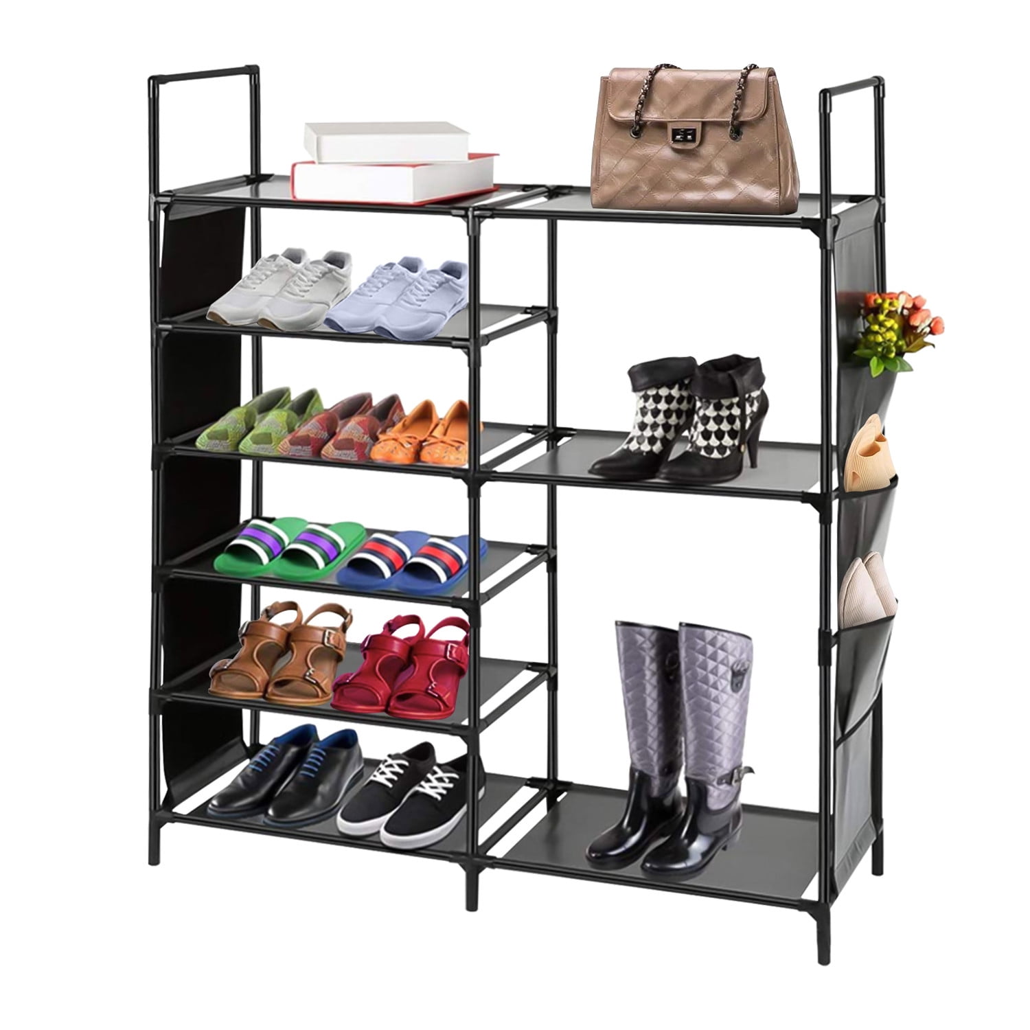 Liwarace Shoe Rack Organizer 6 Tires 20 Pairs Shoe Shelves,Black ...