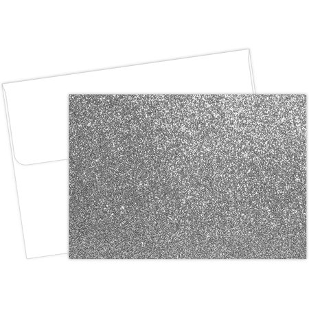 Great Papers!® Silver Glitter Note Cards & Envelopes, 4.875" x 3.375 ...