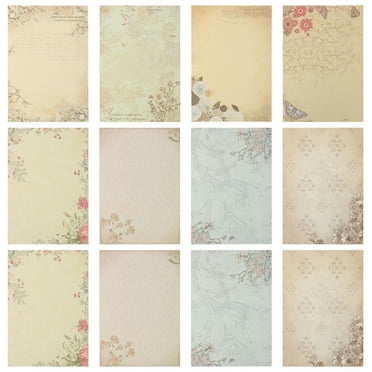 96 Sheets Fancy Vintage Lined Paper with Antique Border Design, Aged ...