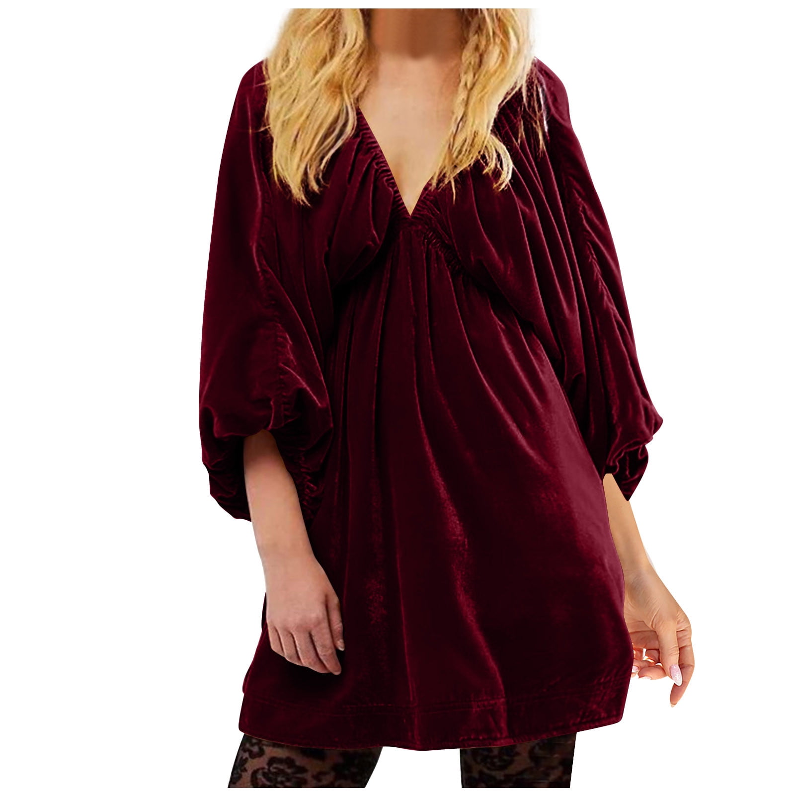 Click here for Aherbiu Velour Dress For Women Elastic Deep V Neck... prices