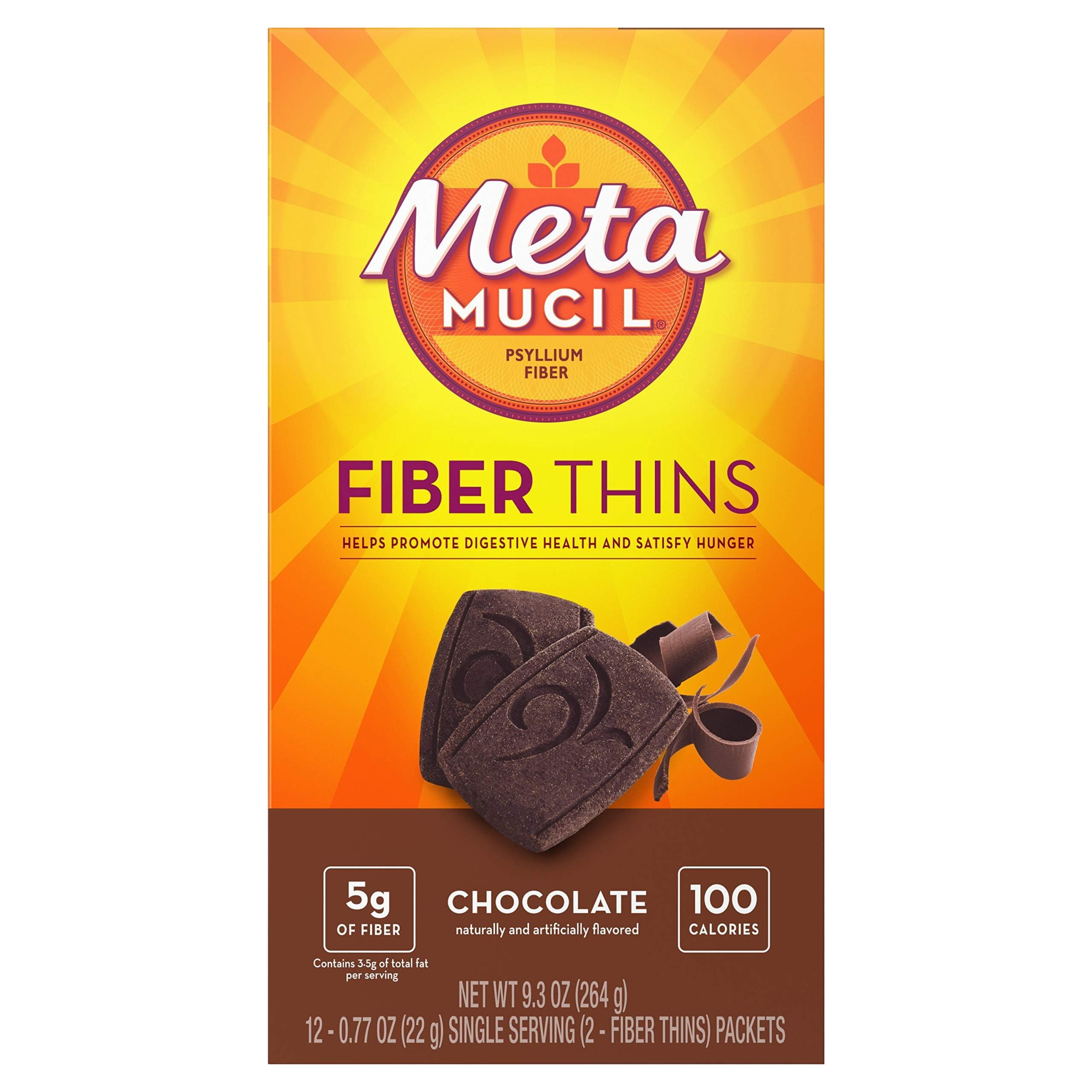Suplemento de fibra Metamucil Fiber Thins Chocolate 12 porciones ...